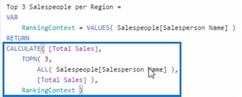 automatically find your top 3 salespeople per region using dax in power