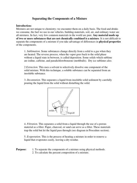 Separating The Components Of A Mixture Pdf