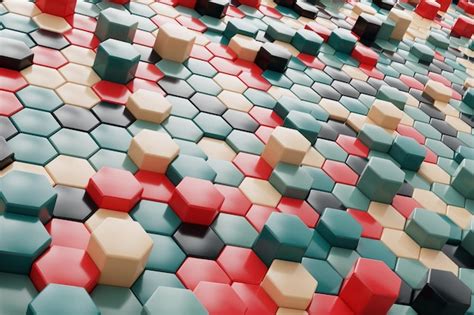 Premium Photo Abstract Row Of Colorful Futuristic Objects Background
