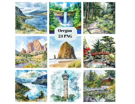 Watercolor Oregon Clipart America Clipart Png Individual Images On