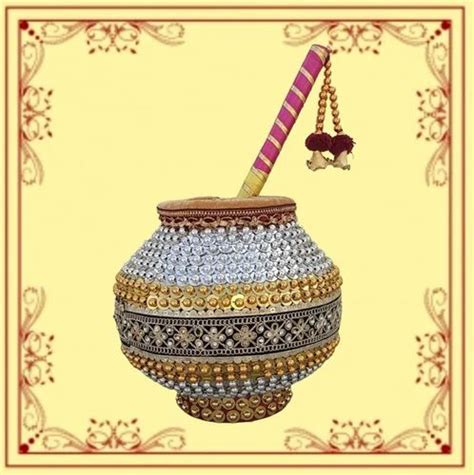 Steel Round Rajasthani Hand Made Decorative Kalash Size 9inch