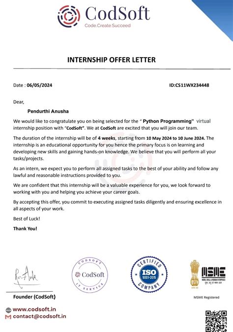 anusha pendurthui on linkedin codsoft python