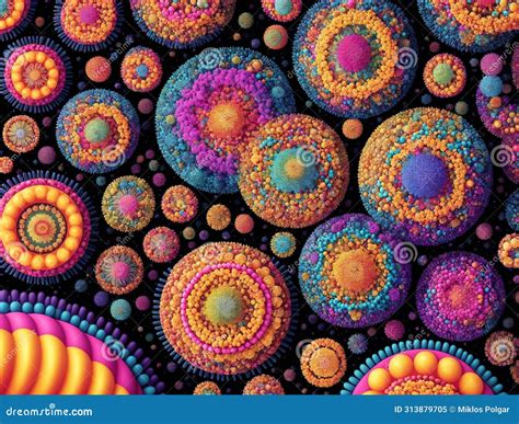 Colorful Virus And Bacteria In Under The Microscope Stock Image Image