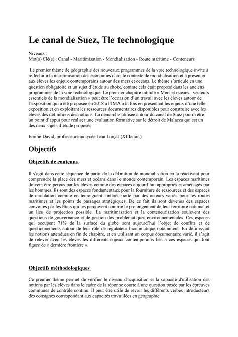 Le Canal De Suez Mondialisation Le Canal De Suez Tle Technologique