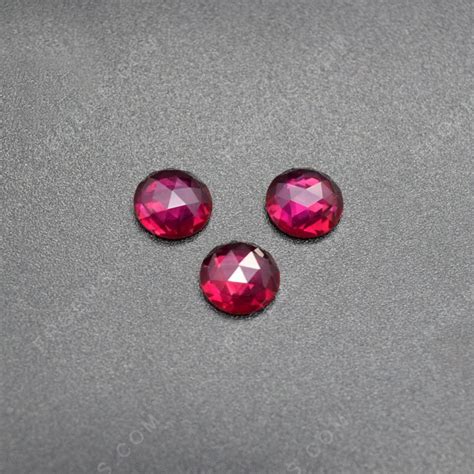 Round Shape Rose Cut Ruby Red Color 5 Synthetic Corundum Loose