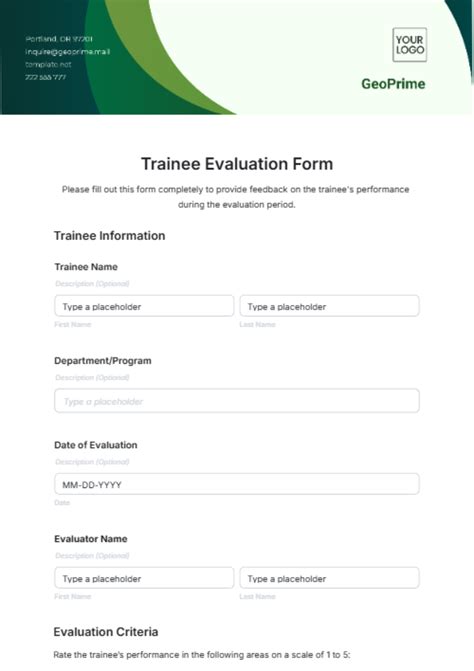 Free Instructor Evaluation Form Template To Edit Online