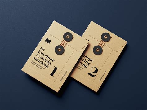 Free Kraft Paper String Envelope Mockup PSD Set Good Mockups