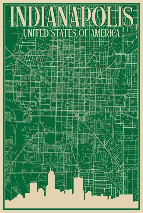 Road Network Poster Of The Downtown INDIANAPOLIS UNITED STATES Of