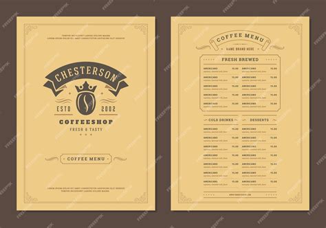 Premium Vector Coffee Menu Design Brochure Template Vector Illustration