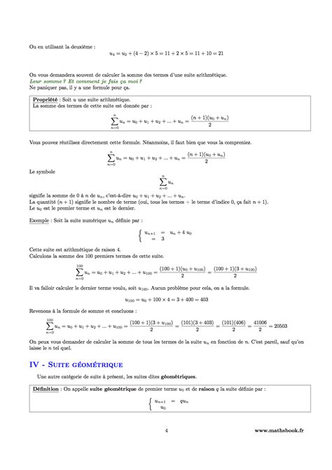 Suites Numériques Cours Pdf à Imprimer Maths Terminale S