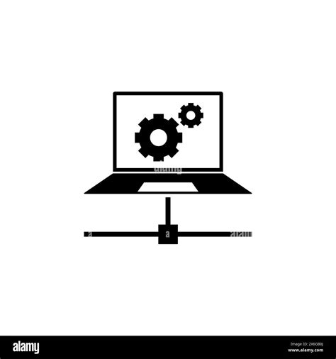 Remote Configuration Settings Laptop Flat Vector Icon Simple Solid