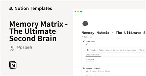 Memory Matrix The Ultimate Second Brain Template Notion Marketplace