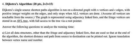 Solved 4 Dijkstras Algorithm 20 Pts 2315 Dijkstras