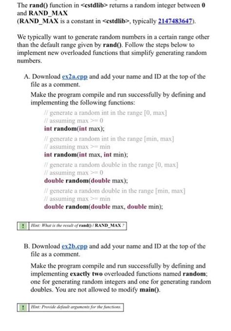 Solved The Rand Function In Returns A Random Integer