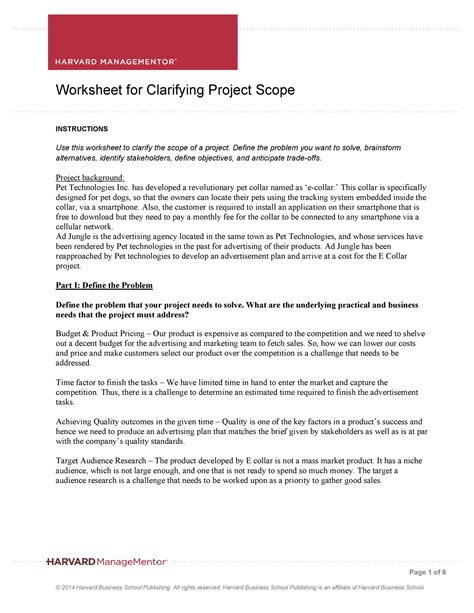Worksheet For Clarifying Project Scope Group D Pjm 5900 Page 1 Of