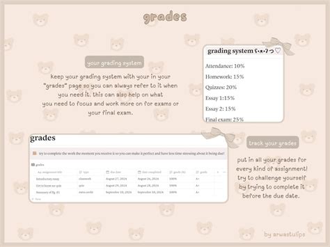 ʕ•ᴥ•ʔ Teddy Bear Student Planner Template Aesthetic Notion Planner