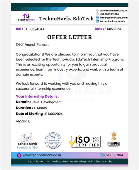 Anand Parmar On Linkedin Thank You For Selecting Me In Java