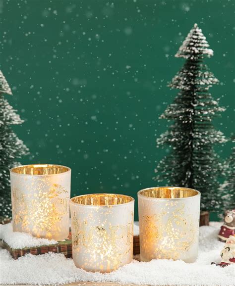 Glitzhome Set Of 3 Nativity Glass Votive Or Pillar Candle Holders Macys