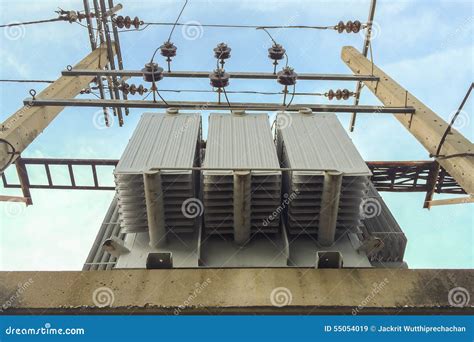 Under The Transformer Stock Image Image Of Electrical 55054019