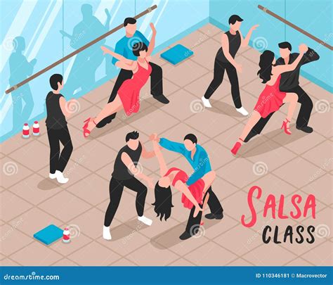 Salsa Class People Isometric Illustration Stock Vector Illustration