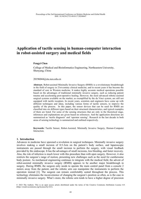 Pdf Application Of Tactile Sensing In Human Computer Interaction In