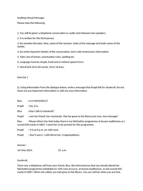Virtual Message Drafting Guide For 12th Graders Pdf