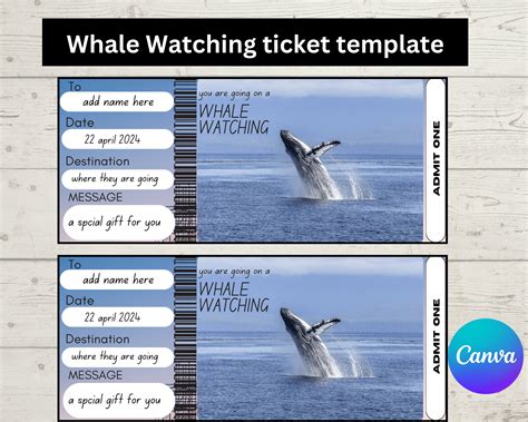 Whale Watching Reveal Ticket Template Surprise Trip Reveal Ticket