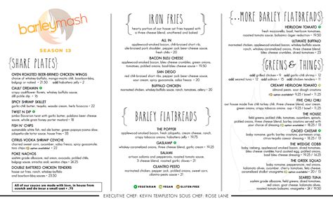 Menu Barleymash