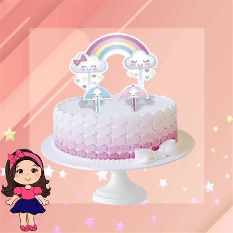 Topo De Bolo Chuva De Amor ☔💖 Gabi Artes Personalizados
