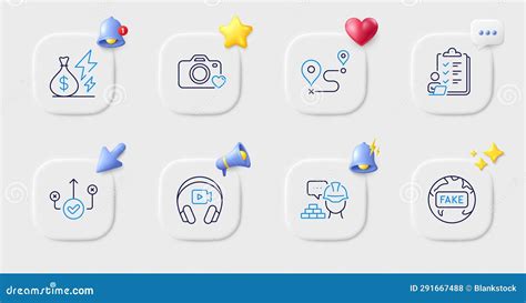 Build Checklist And Fake News Line Icons For Web App Printing Vector Stock Vector