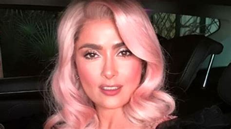 Salma Hayeks New Pink Hair Perfectly Matches Her Floral Gown See