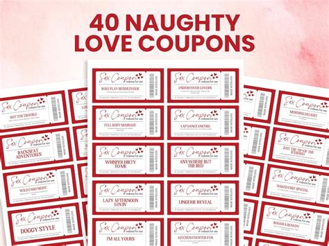 Sex Coupons Printable Love Coupons 40 Naughty Coupon For Couples Editable Sexy Coupons