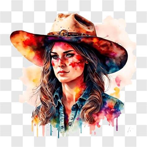 Download Cowgirl Watercolor Painting By Person Pngs Online Creative
