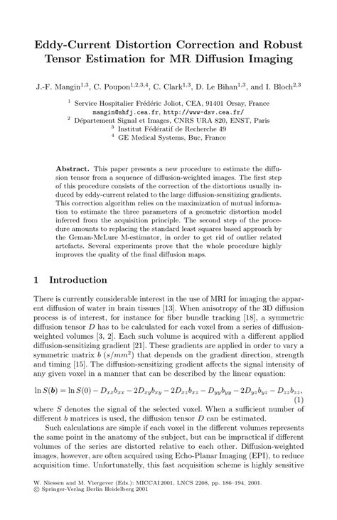 Pdf Eddy Current Distortion Correction And Robust Tensor Estimation