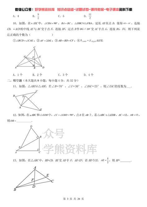 【初中数学】人教版初二八年级上册数学三角形培优卷 知乎