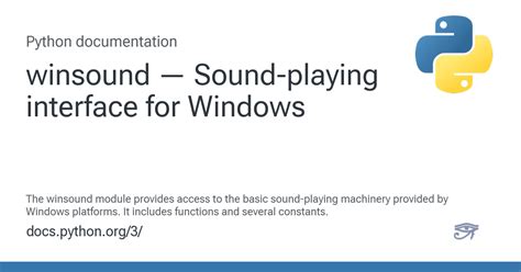 winsound — sound playing interface for windows — python 3 13 5
