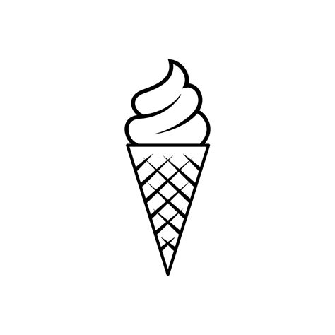 Ice Cream Cone Black And White Vector Illustration Good For Coloring Books Or Coloring Pages