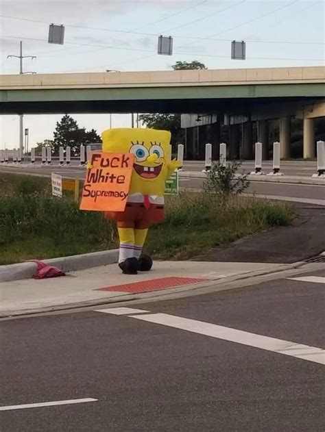 Spongebob Holding Sign Scrolller