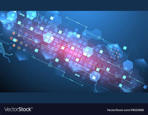 Abstract Circuit Board And Hexagons On Gradient Vector Image