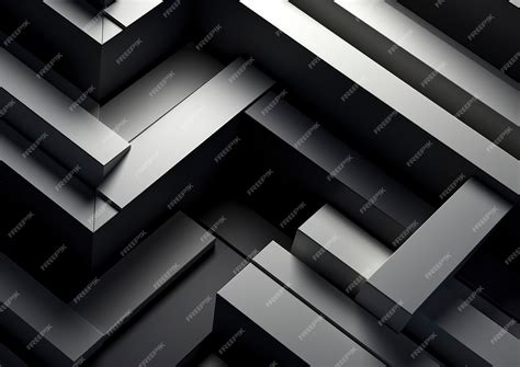 抽象的な黒と白の幾何学的な背景の 3 D レンダリング Ai生成画像