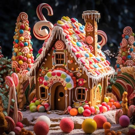Premium Ai Image Gingerbread House With Candy Decorations In A