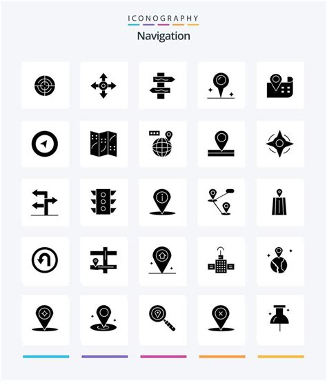 Creative Navigation 25 Glyph Solid Black Icon Pack Such As World