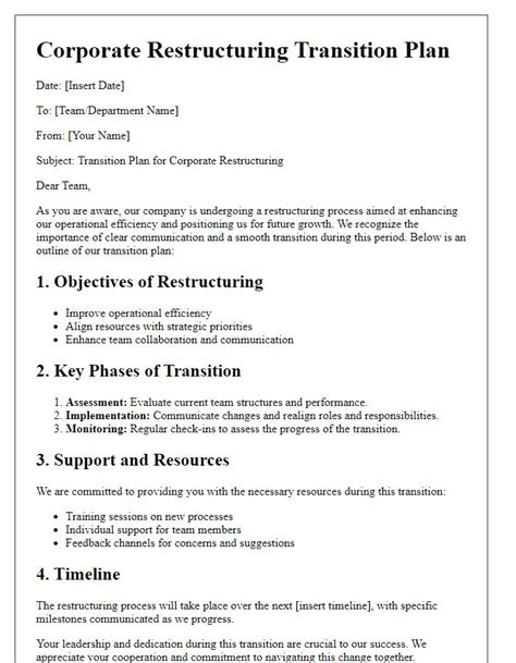 Letter Template For Corporate Restructuring Announcement Free Samples
