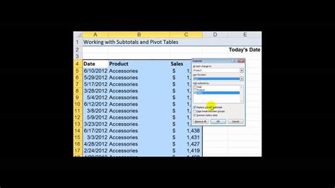 Using Subtotals And Pivot Tables Lesson From My Excel Video Package YouTube