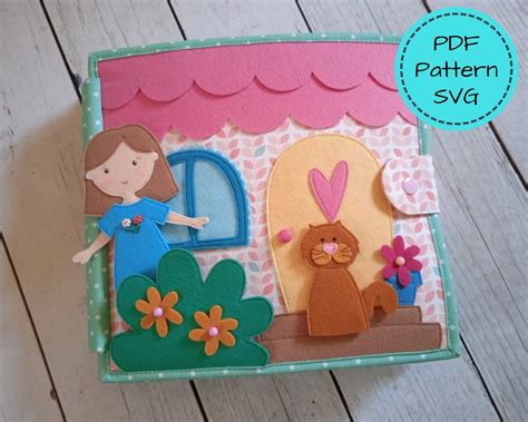 Dollhouse Quiet Book Pdf Pattern Felt Doll With Clothes Diy Quiet
