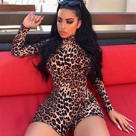 Herbst Langarm Einem St Ck Sexy Clubwear Overalls Mode Leopard Overalls