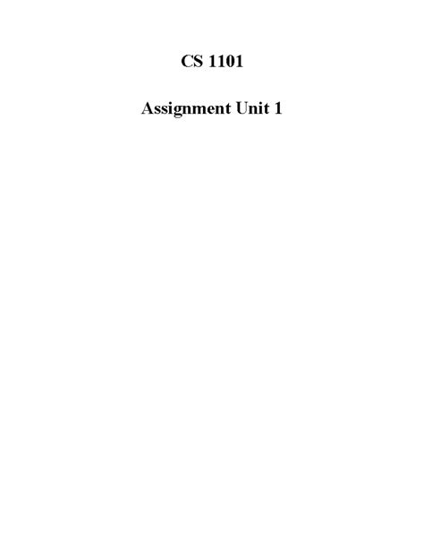 Cs 1101 Unit 1 Cs Assignment Unit Solutions Part 1 A If You Are
