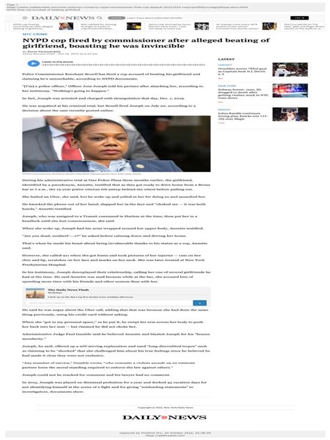 Nypd Fires Cop Accused Of Beating Girlfriend Pdf New York City