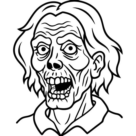 Zombie Head Or Face Ink Sketch Walking Dead Hand Drawing Illustration