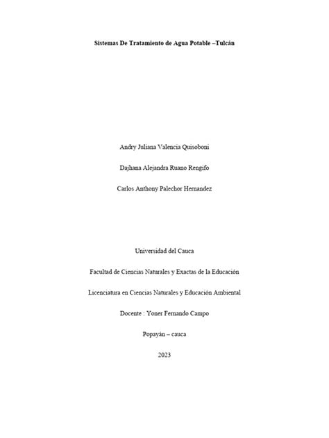 Planta De Tratamiento De Tulcan Pdf